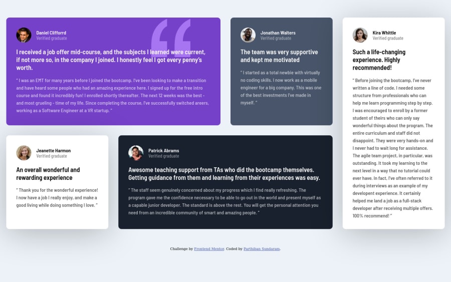 Frontend Mentor Testimonials Grid Section Using Sass Coding Challenge