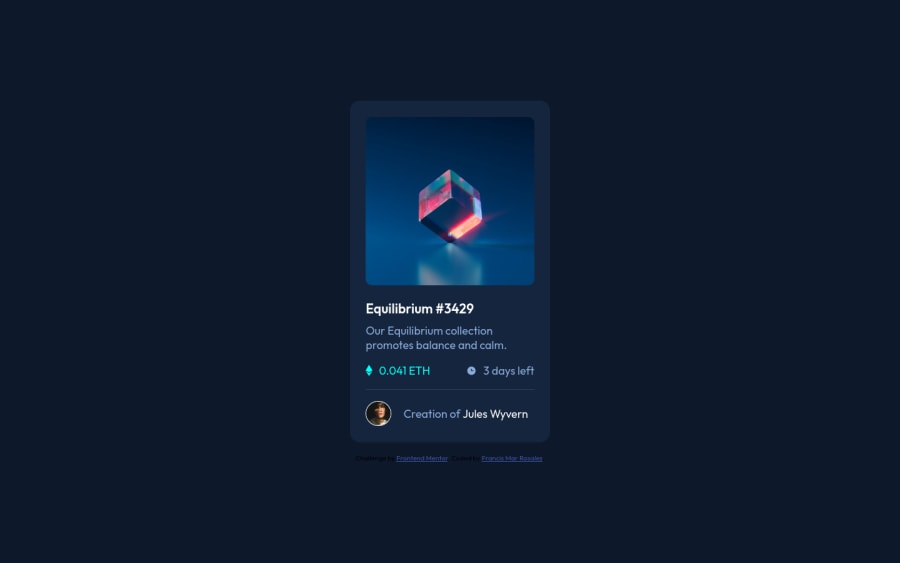 Frontend Mentor Responsive Nft Card Component Using Flexbox Coding