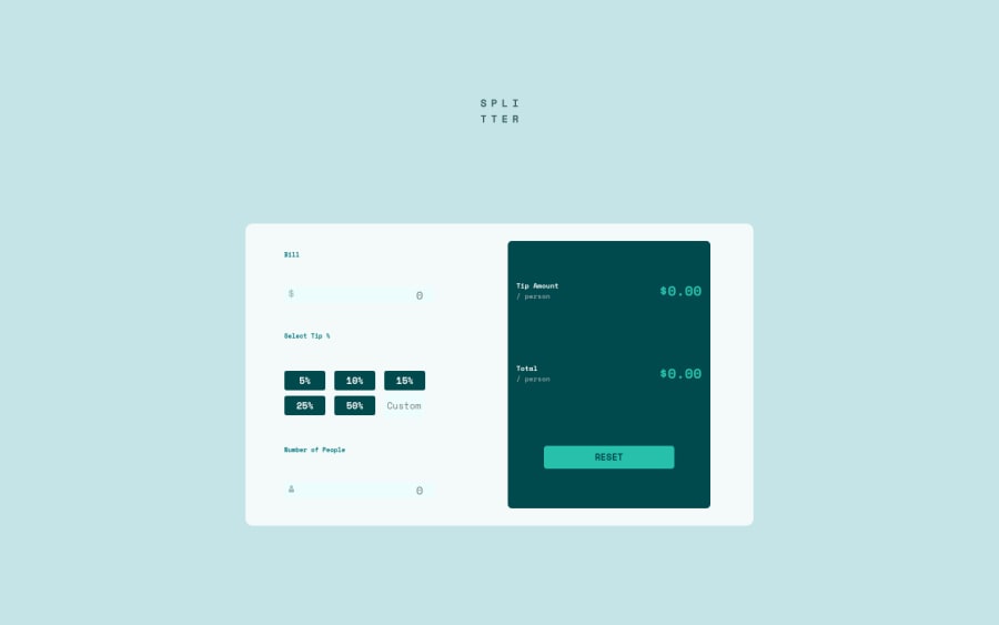 Frontend Mentor Tip Calculator Using Java Script Coding Challenge