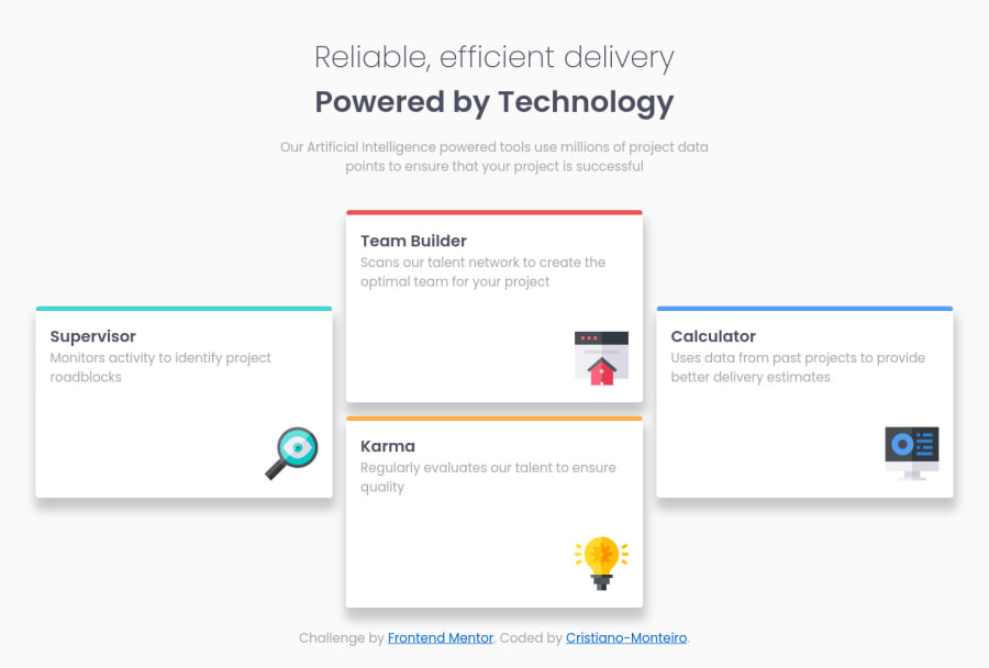 Frontend Mentor Challenge Solution Four Card Feature Section Using