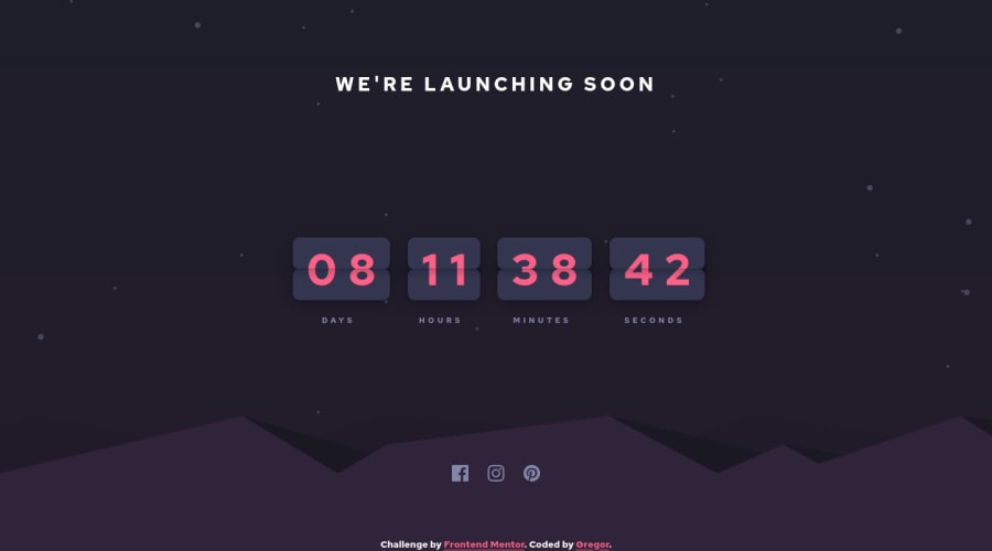 Frontend Mentor Launch Countdown Timer Coding Challenge Solution