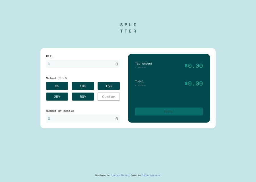 Frontend Mentor Tip Calculator App Solution Using Html Css Js