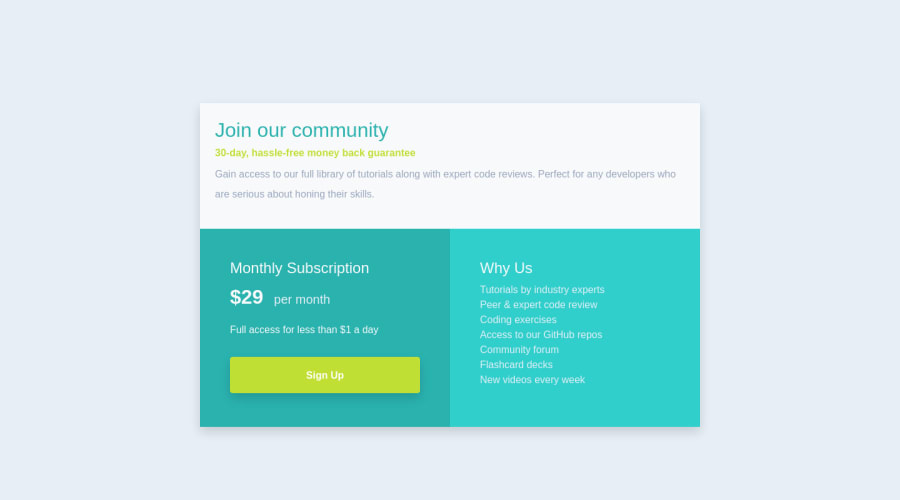 Frontend Mentor Single Price Grid Component Using Bootstrap 5 Coding