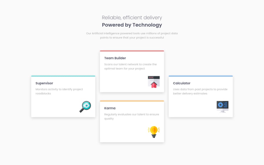 Frontend Mentor Four Cards Feature Section Challenge Html Css