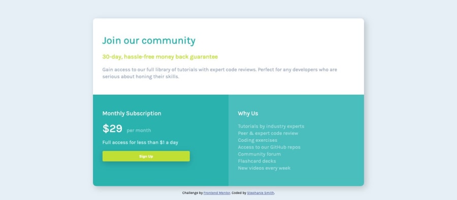 Frontend Mentor Single Price Grid Component Solution Using Html And