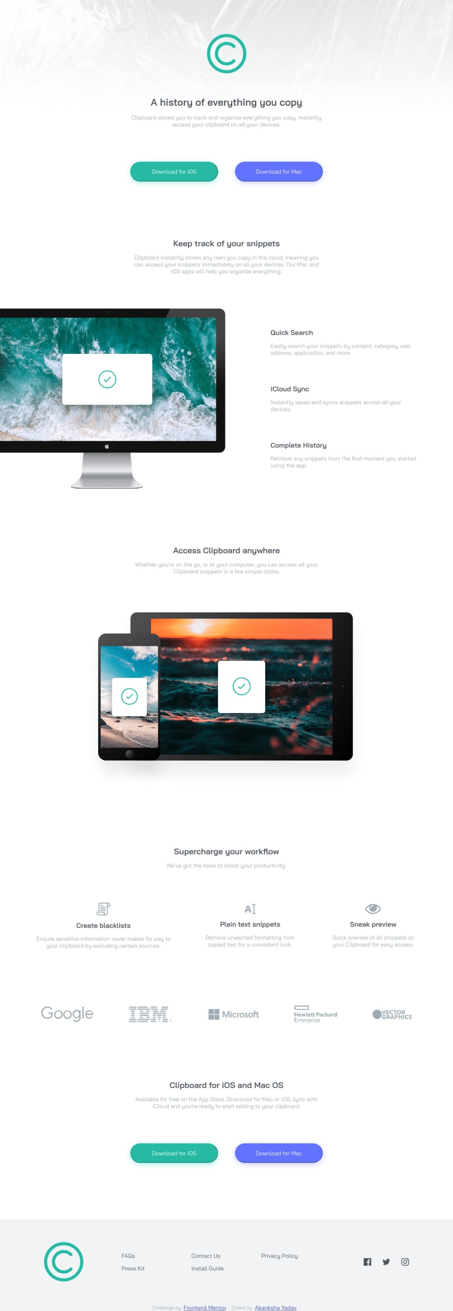 Frontend Mentor Mobile First Clipboard Landing Page