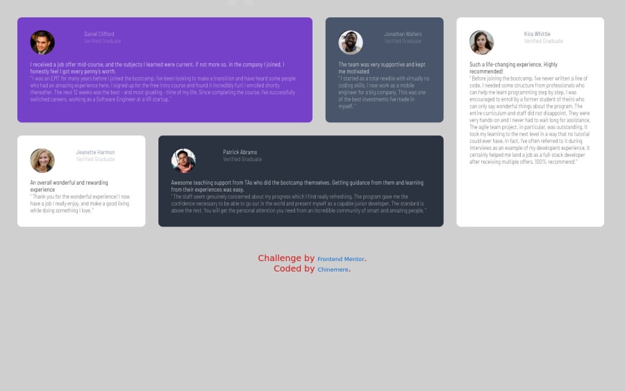 Frontend Mentor Testimonial Grid Using Html And Css Coding Challenge