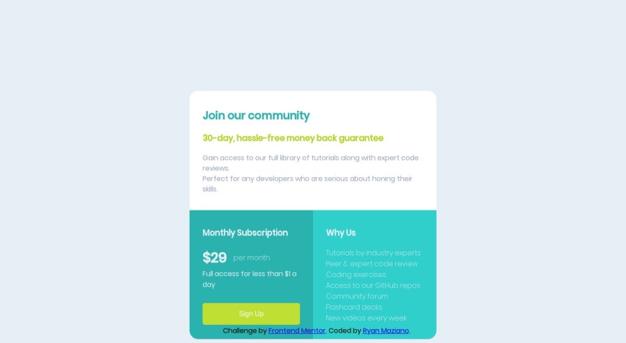 Frontend Mentor Single Price Grid Component Css Grid Coding Challenge