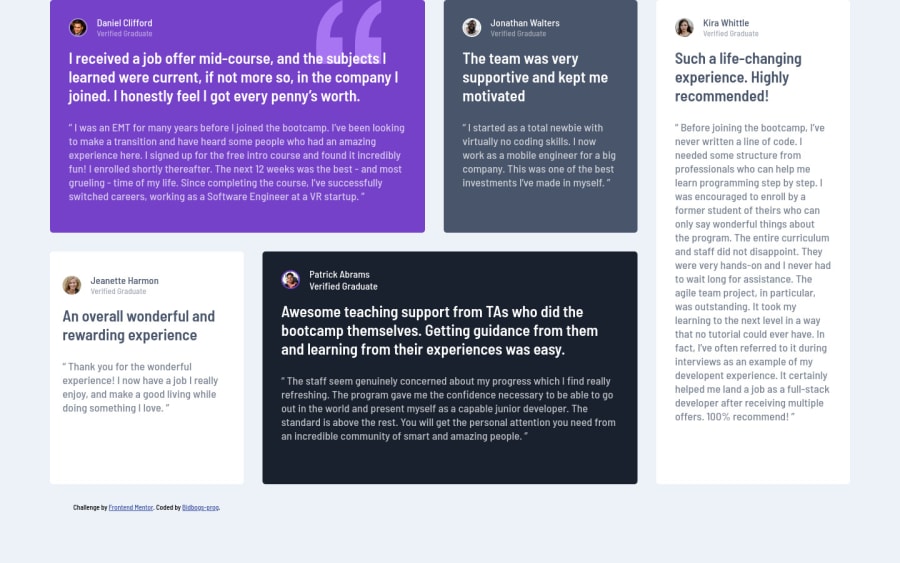 Frontend Mentor Testimonials Grid Section Using Sass Grid And Flexbox