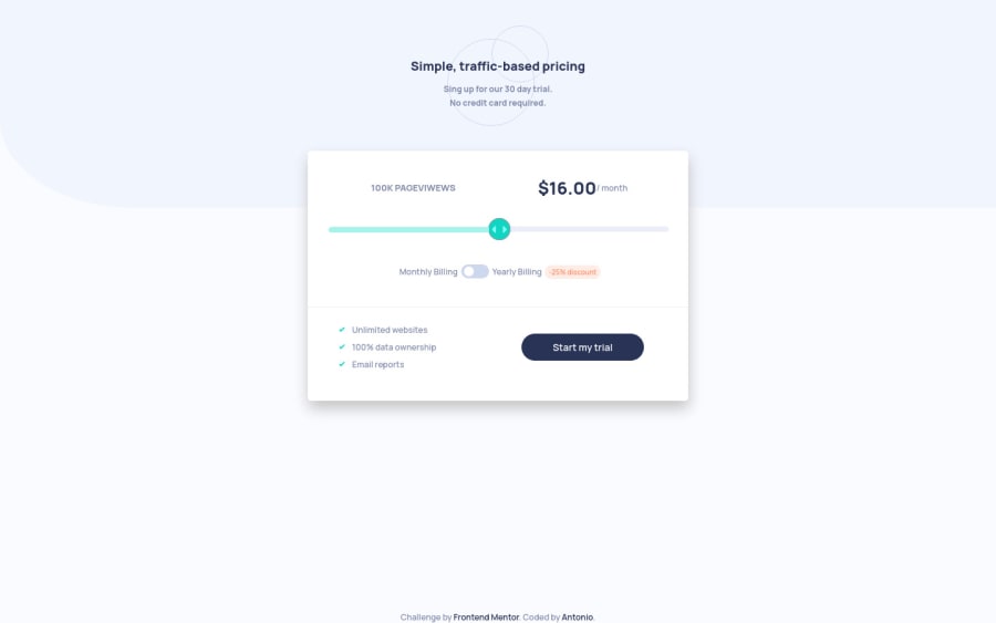 Frontend Mentor Code Challenge Interactive Pricing Component Main