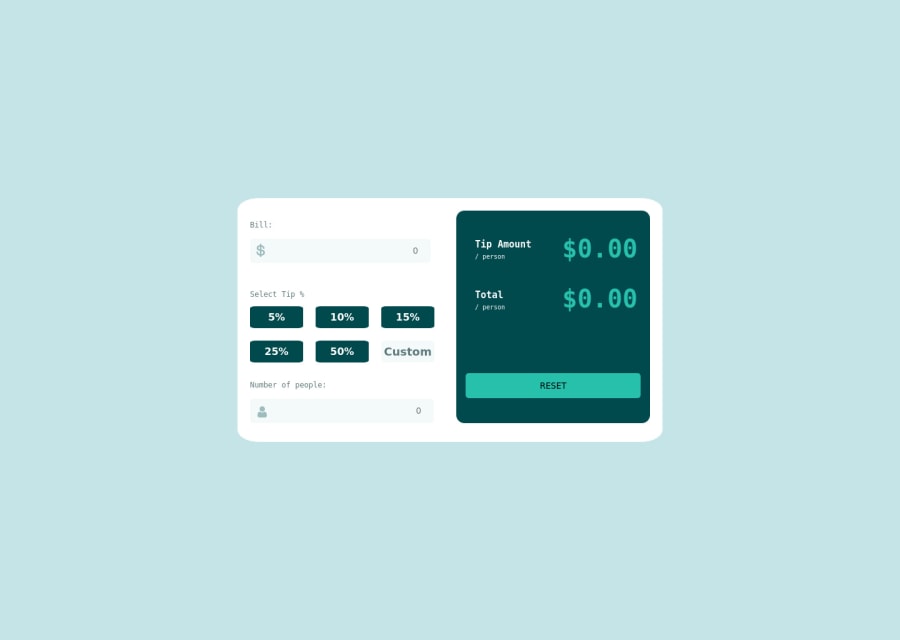 Frontend Mentor Tip Calculator Built Using Html Css And Vanilla Js