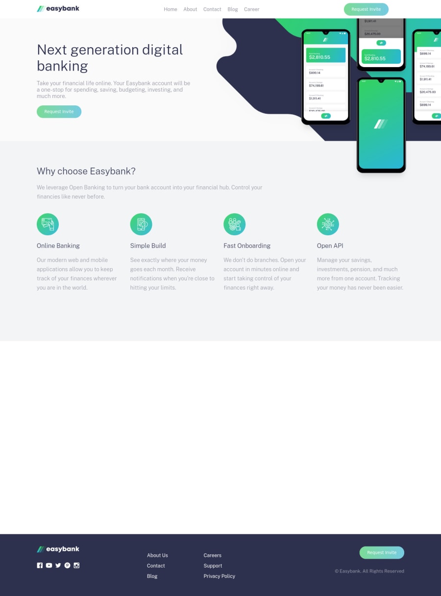 Frontend Mentor Responsive Landing Page Easybanking Done With React