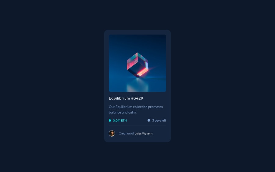Frontend Mentor Responsive Nft Preview Card Component Using Css