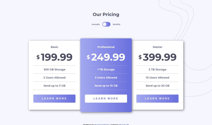 Frontend Mentor Pricing Component With Toggle Flex Coding Challenge