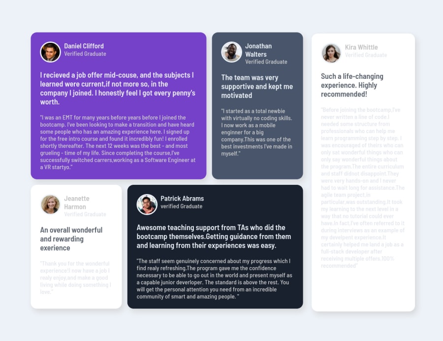 Frontend Mentor Using Html And Css To Chalange Testimonals Grid