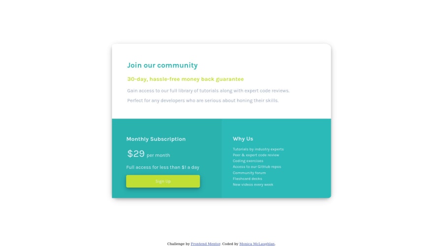 Frontend Mentor Single Price Grid Component Html And