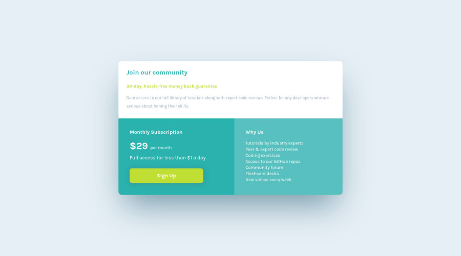 Frontend Mentor Single Price Grid Using Css Grid Coding Challenge
