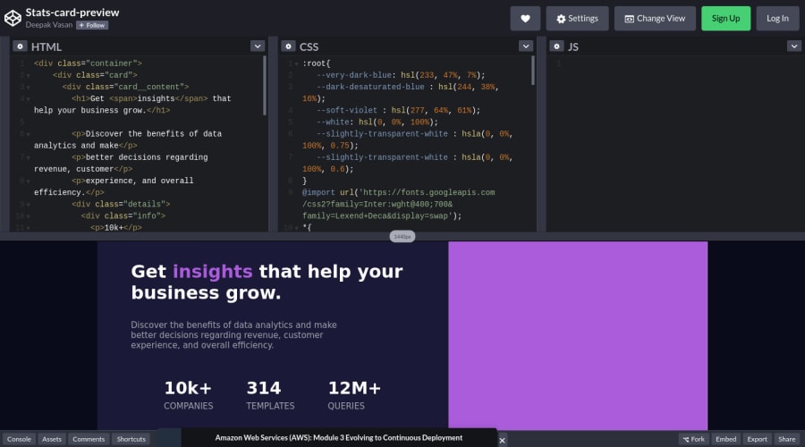 Frontend Mentor Stats Card Preview Using Css Flexbox Coding Challenge