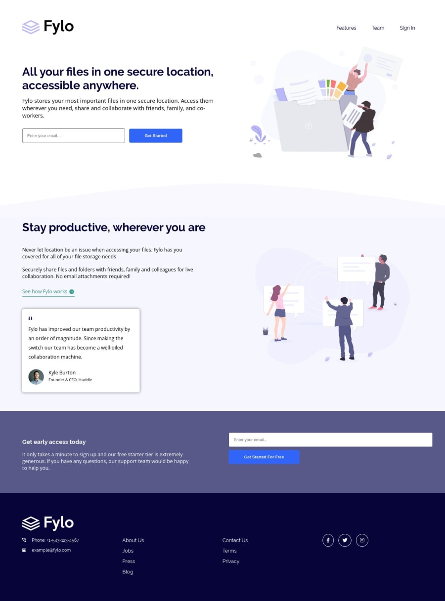 Frontend Mentor Fylo Landing Page With Two Column Layout Css Grid