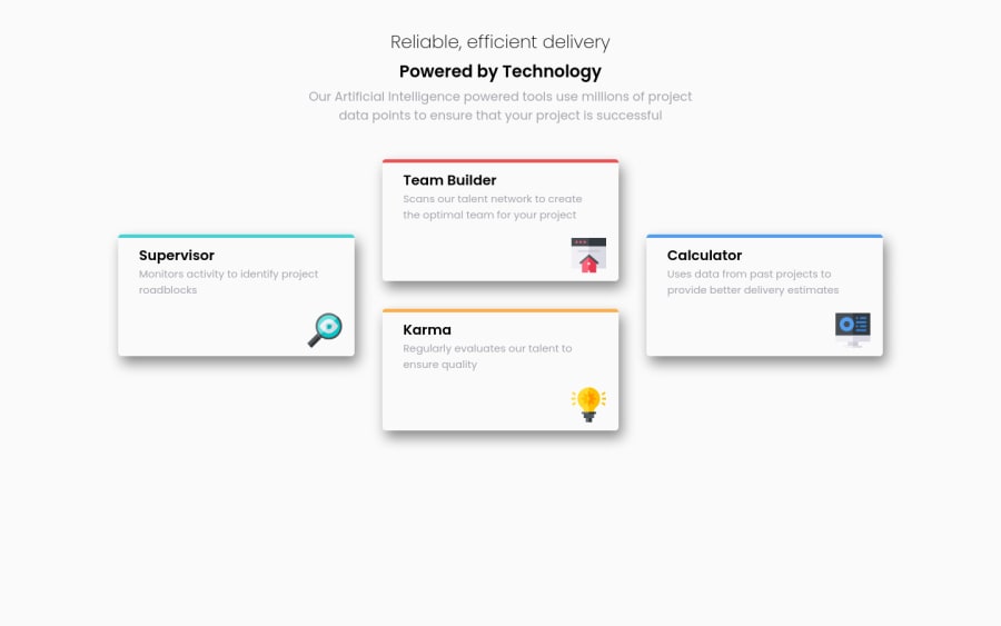 Frontend Mentor Four Card Feature Section Using Flexbox Coding Challenge Solution
