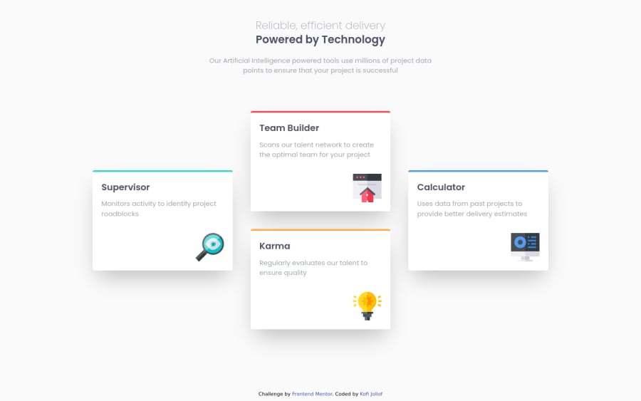 Frontend Mentor Responsive Four Card Section Using Css Grid And