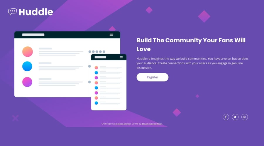 Frontend Mentor Huddle Landing Page Using Css Grid And Flexbox Fully