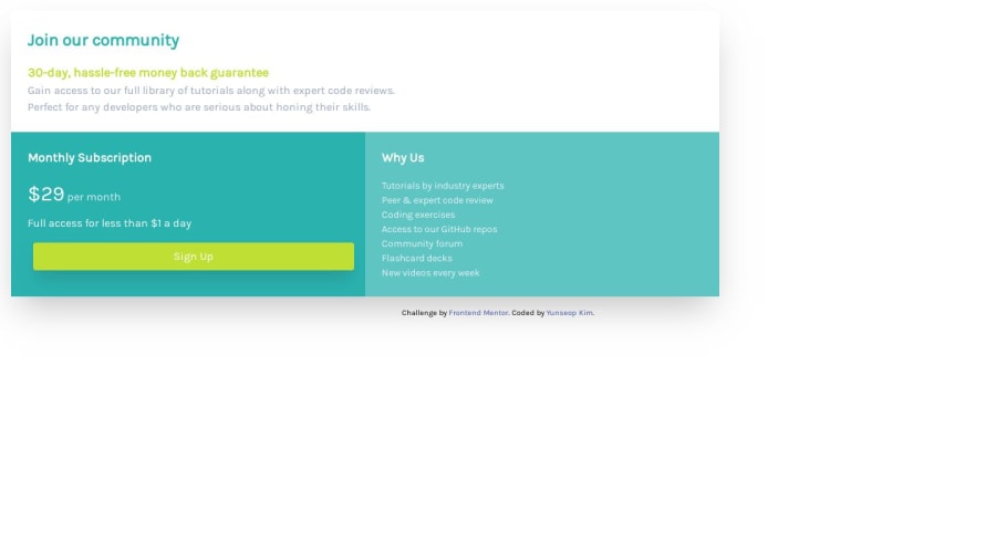 Frontend Mentor Single Price Grid Component With Tailwind Css Coding