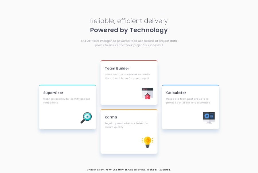 Frontend Mentor Four Card Feature Section — Html Css Grid Flexbox