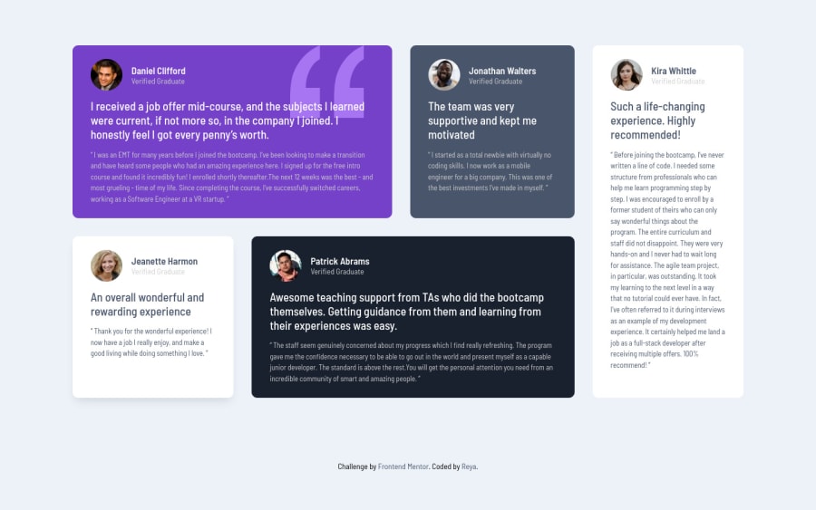 Frontend Mentor Testimonials Grid Section With Scss Coding Challenge