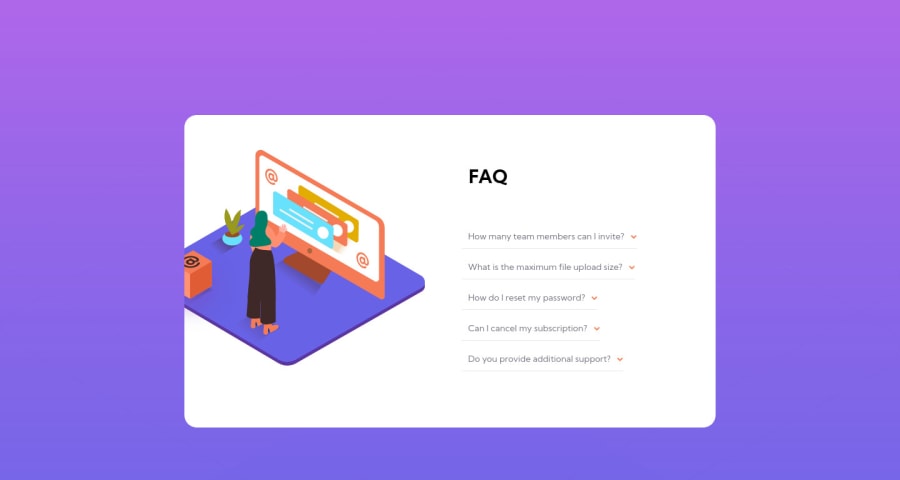 Frontend Mentor Responsive Faq Card Flexbox Css Grid Sass Js