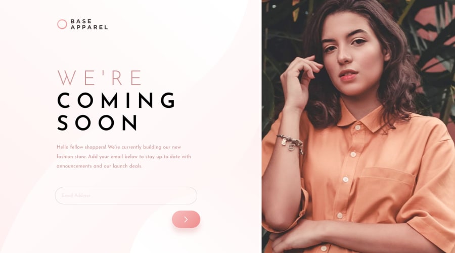 Frontend Mentor Base Apparel Coming Soon Page Mobile First With Scss