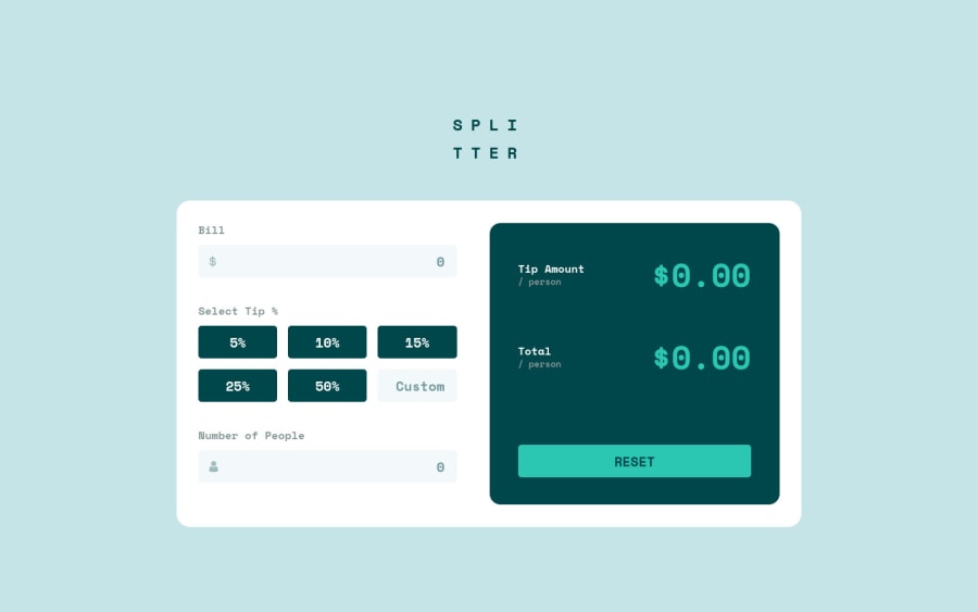 Frontend Mentor Mobile First Responsive Bill Calculator