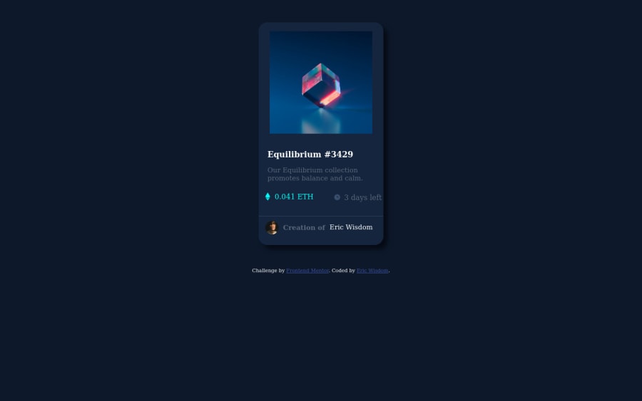 Frontend Mentor Nft Preview Card Coding Challenge Solution