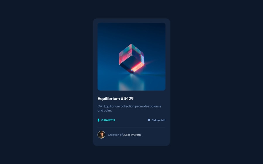 Frontend Mentor Nft Preview Card Component Css Flexbox Coding