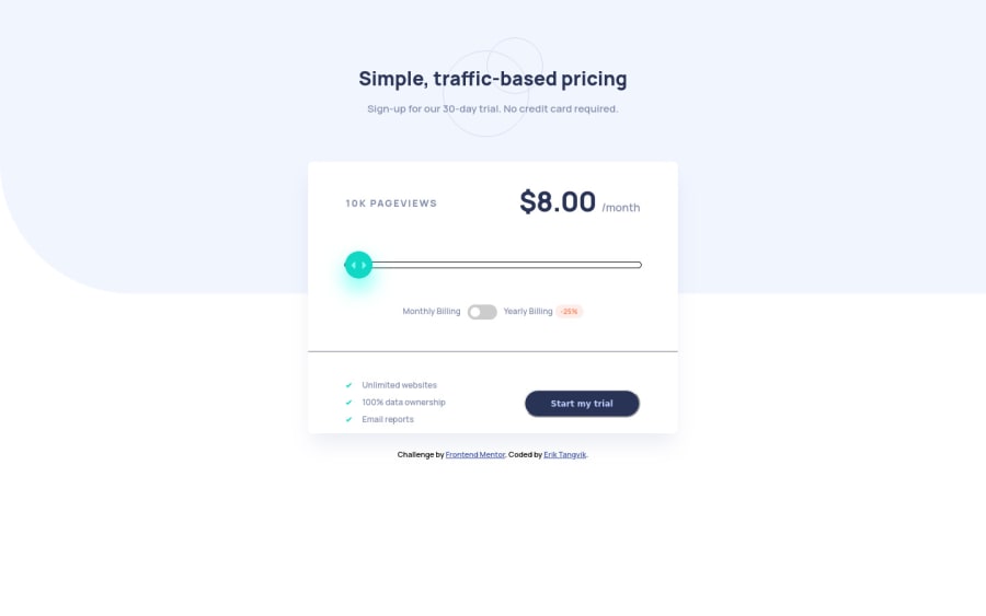 Frontend Mentor Interactive Pricing Component Coding Challenge Solution
