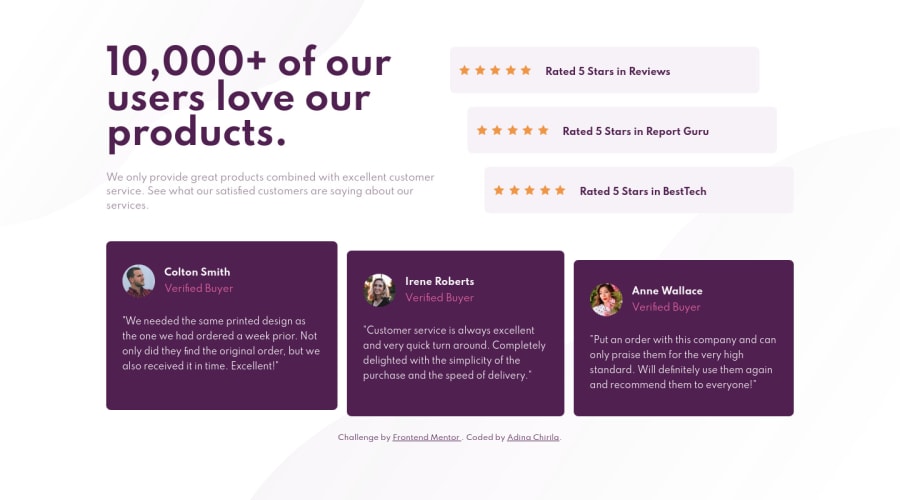 Frontend Mentor Mobile First Social Proof Section Using