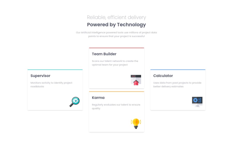 Frontend Mentor 4 Card Feature Section Using Flexbox Coding Challenge