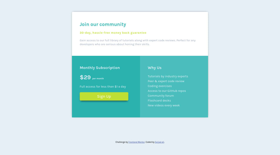 Frontend Mentor Frontend Mentor Single Price Grid Component Coding