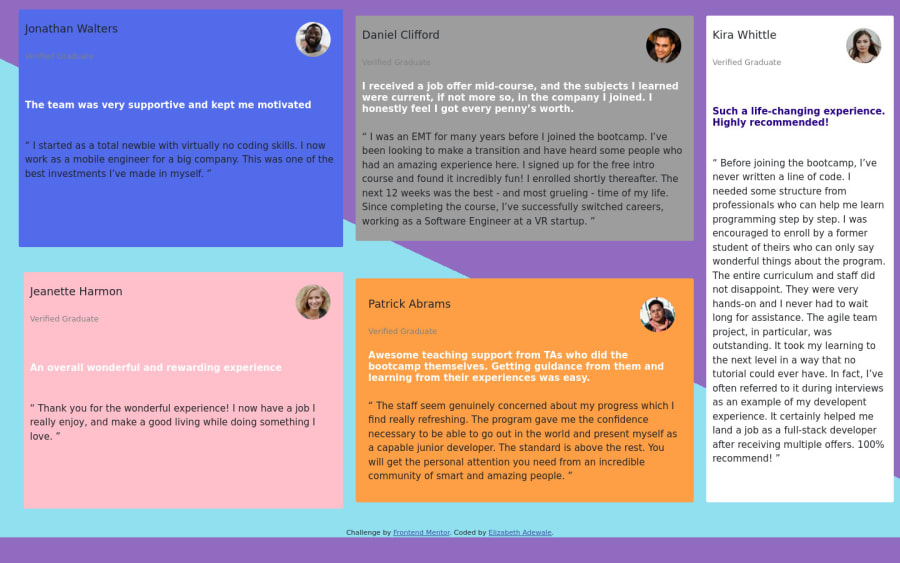 Frontend Mentor Testimonials Page Using Html And Css Coding Challenge Solution