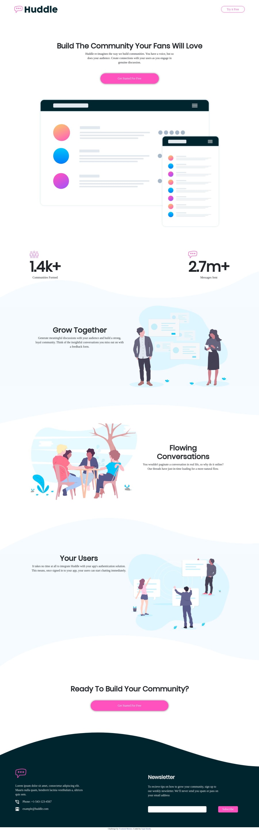Frontend Mentor Responsive Huddle Landing Page Coding Challenge Solution