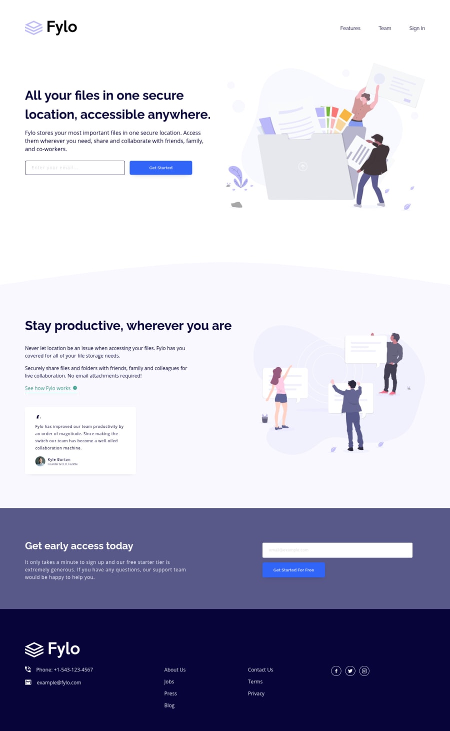 Frontend Mentor Fylo Landing Page With Css Grid Coding