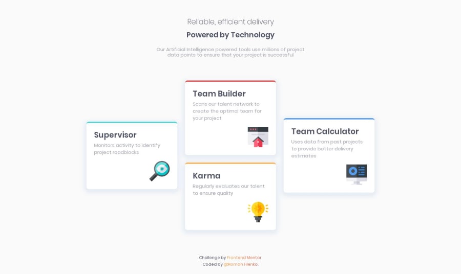 Frontend Mentor Four Card Feature Section Css Grid Css Variables