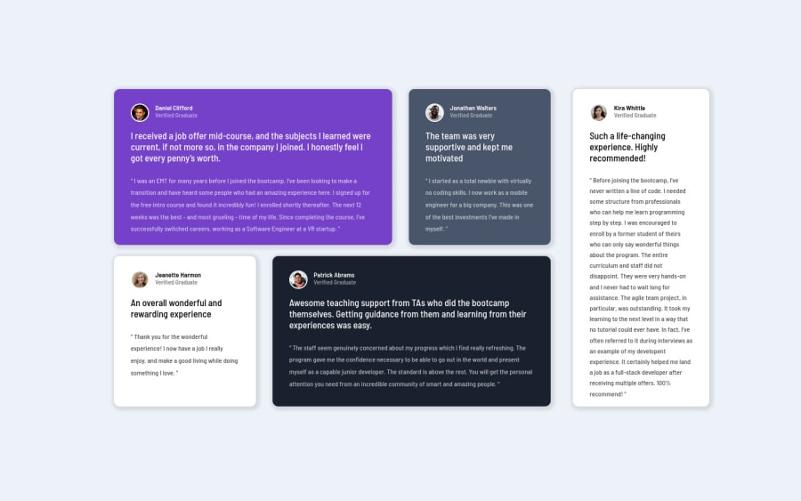 Frontend Mentor Testimonials Grid Html And Css Coding Challenge Solution