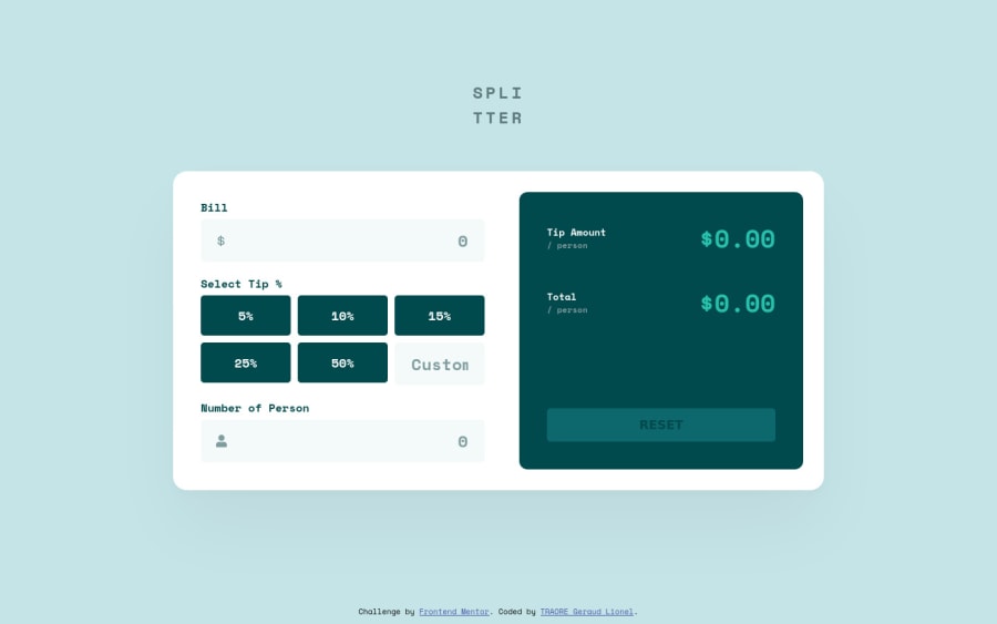 Frontend Mentor Responsive Tip Calculator Using React Sass Flexbox