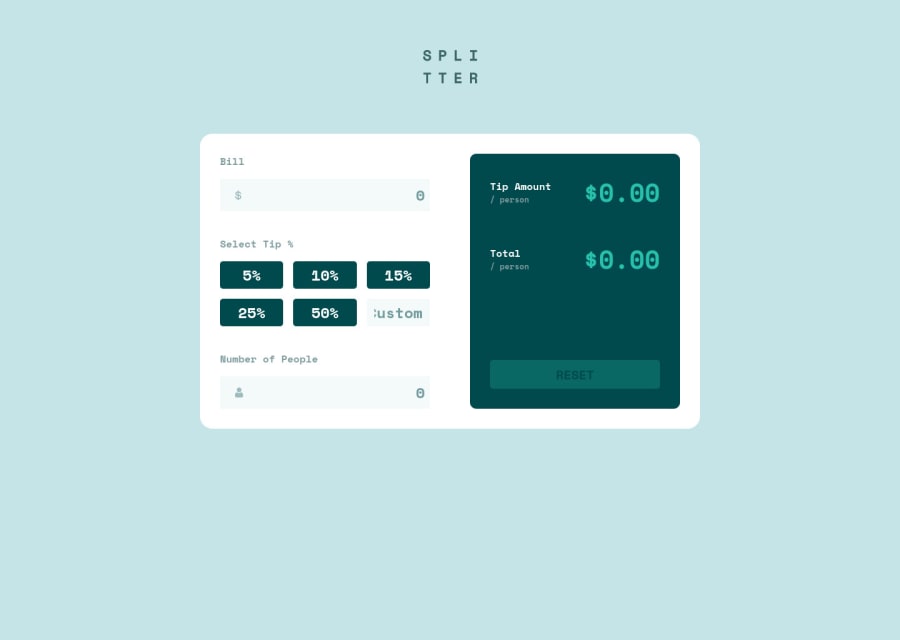 Frontend Mentor Mobile First Responsive Tip Calculator App Using