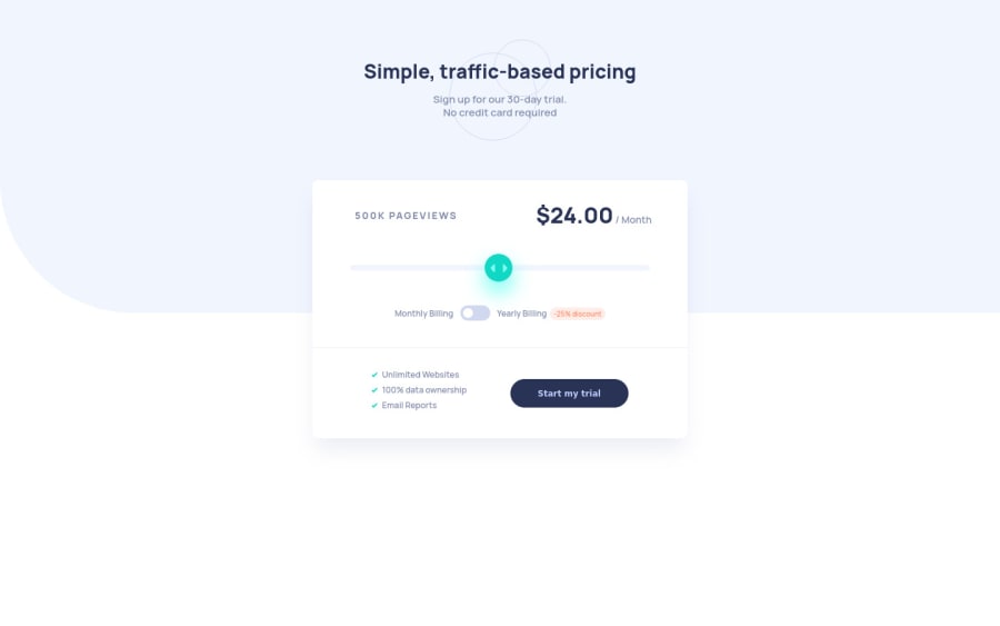 Frontend Mentor Interactive Pricing Component Using