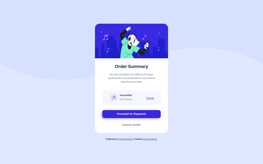 Frontend Mentor | Responsive Order Summary Card Using CSS Grid & Flexbox coding challenge solution
