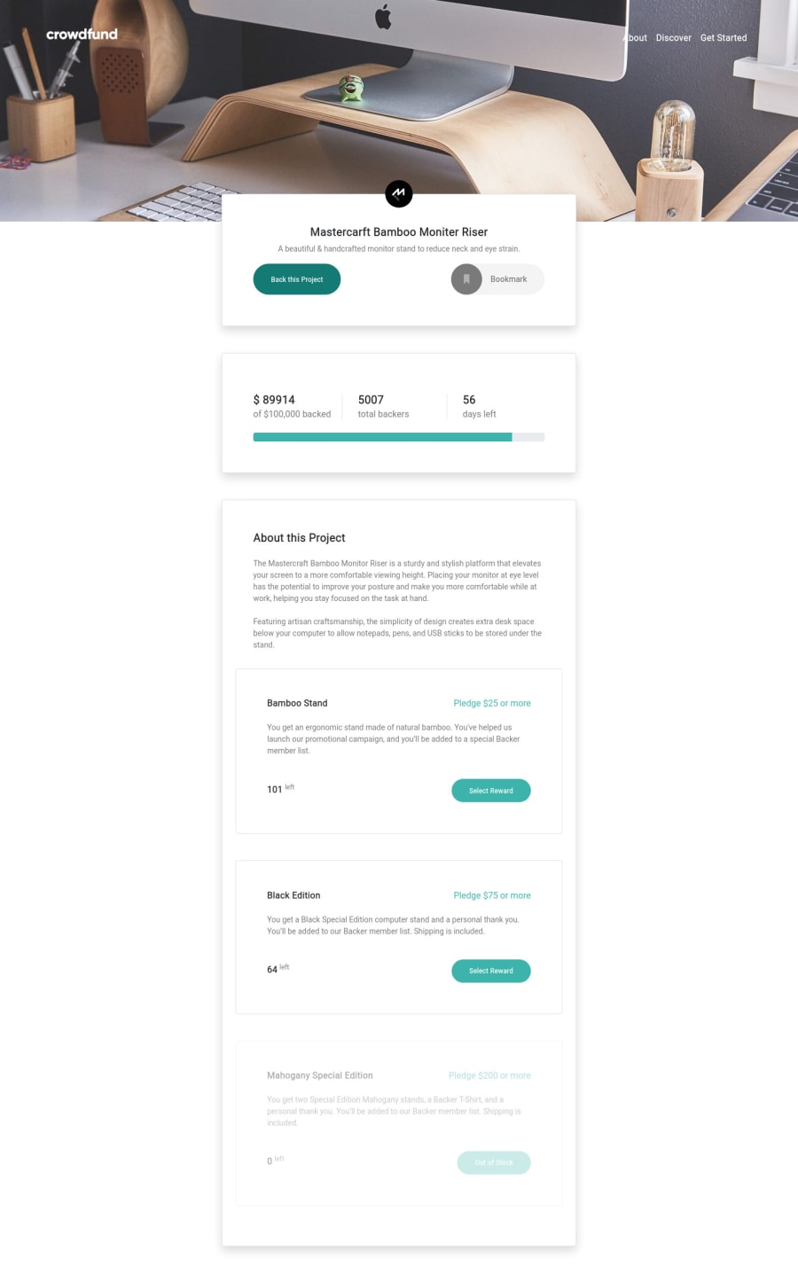 Frontend Mentor Crowdfund Site Using React Coding