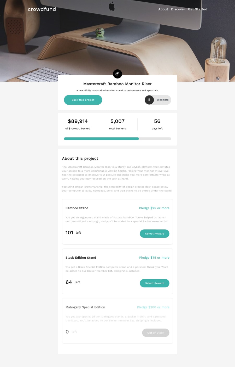 Frontend Mentor Crowdfunding Page Using React Coding