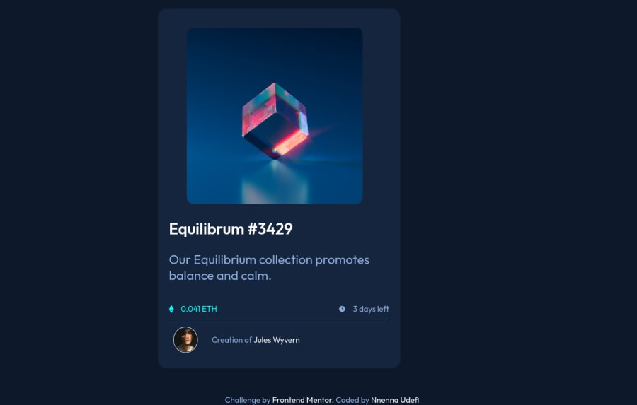 Frontend Mentor Nft Preview Card Coding Challenge Solution